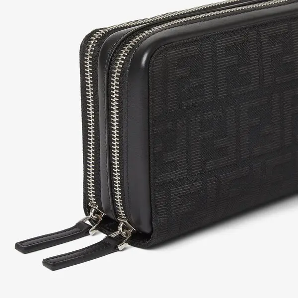 Fendi Standing Clutch Black Ff Zucca Jacquard Pouch